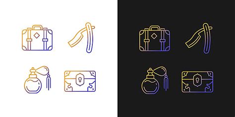 Icons Set With Gradient Vintage Design For Both Dark And Light Modes Vector Logo Old Color
