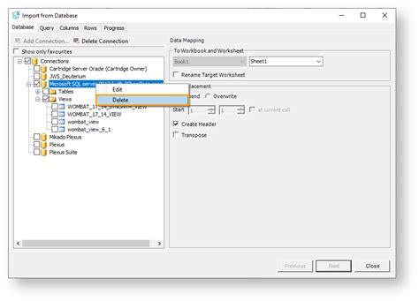 Edit And Delete Connections In Jchem For Excel Chemaxon Docs