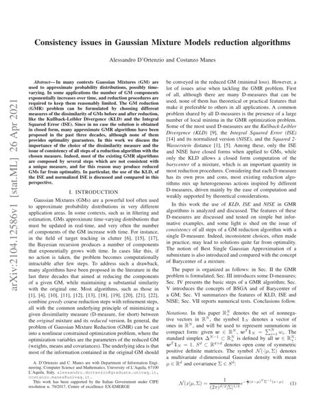 Pdf Consistency Issues In Gaussian Mixture Models Reduction Algorithms