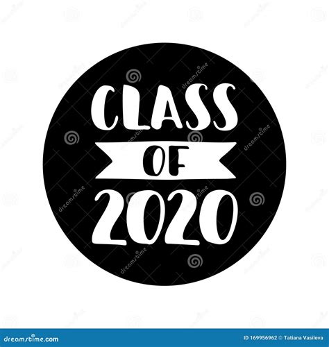 Class Of 2020 Round Lable Hand Drawn Brush Lettering Graduation Logo