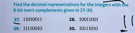 solved find the decimal representations for the integers
