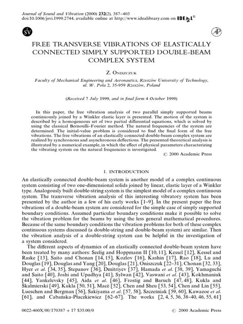 Free Transverse Vibrations Of Elastically Pdf Normal Mode Trigonometric Functions