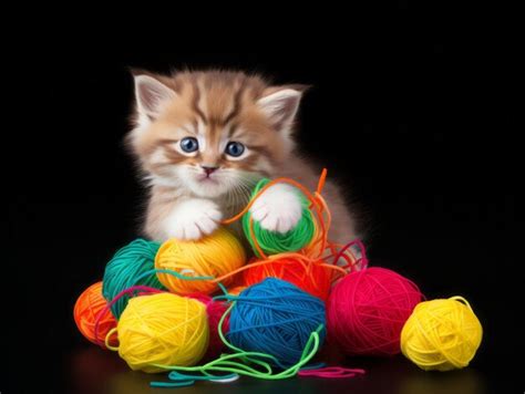 Premium Ai Image Mischievous Kitten Playfully Swatting At A Dangling Toy