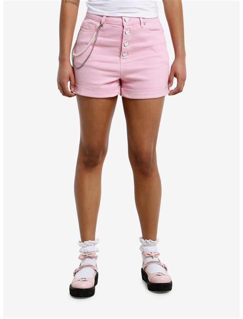 Sweet Society Pink Heart Side Chain Shorts Hot Topic