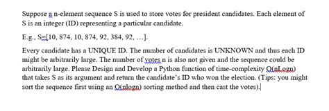 solved suppose a n element sequence s is used to store votes