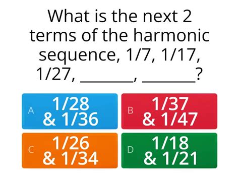 Drill On Harmonic Sequence Quiz