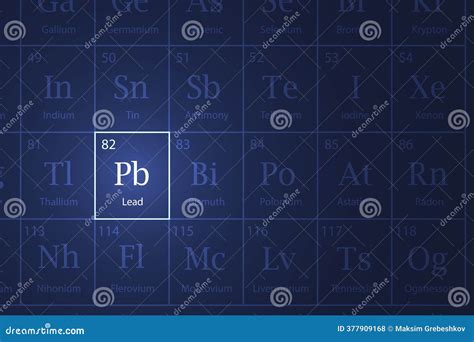 Lead Element With Symbol Pb On The Periodic Table Cartoon Vector 250053741