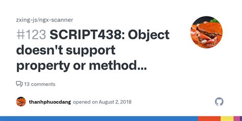Script438 Object Doesnt Support Property Or Method From · Issue