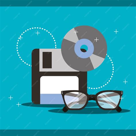 Premium Vector Program Coding Floppy Compact Disk Glasses