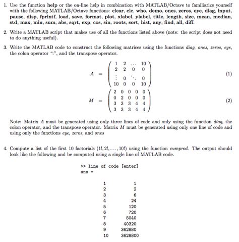 Solved 1 Use The Function Help Or The On Line Help In Chegg Com