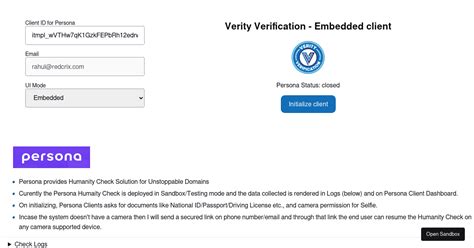 Verity Verification With Persona Forked Codesandbox