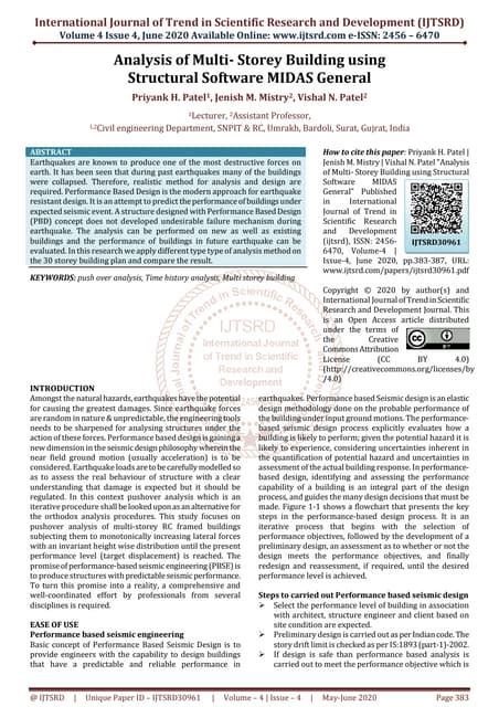 Analysis Of Multi Storey Building Using Structural Software Midas General Pdf