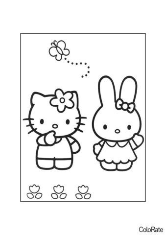 Раскраска Хелло Китти с подругой распечатать - Hello Kitty