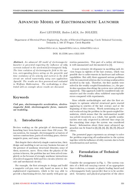 Pdf Advanced Model Of Electromagnetic Launcher