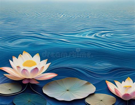 Waves With Floating Lotus Flowers Stock Image Image Of Lotus