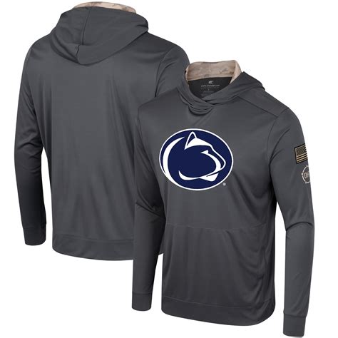 Mens Colosseum Charcoal Penn State Nittany Lions Oht Military Appreciation Long Sleeve Hoodie T