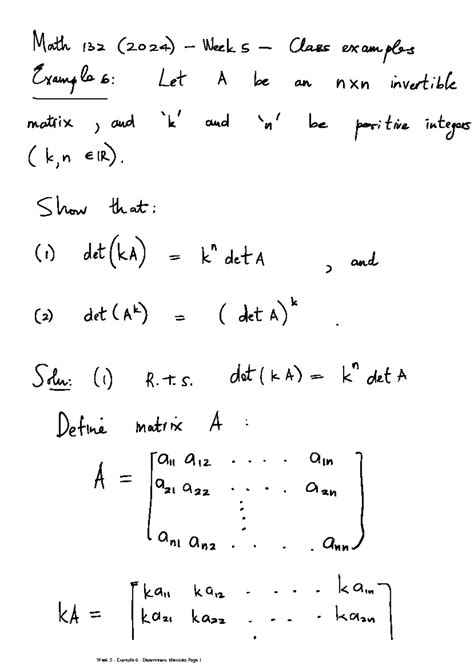 33 Week 5 Example 6 Determinant Identities Tps2601 Week 5