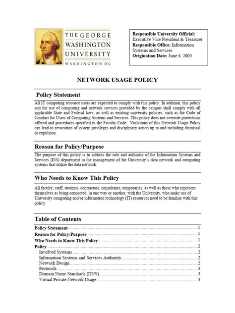 Networkusage Policy Template Pdf Computer Network Information Security