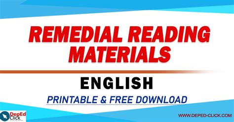 Remedial Reading Materials In English Free Download Depedclick