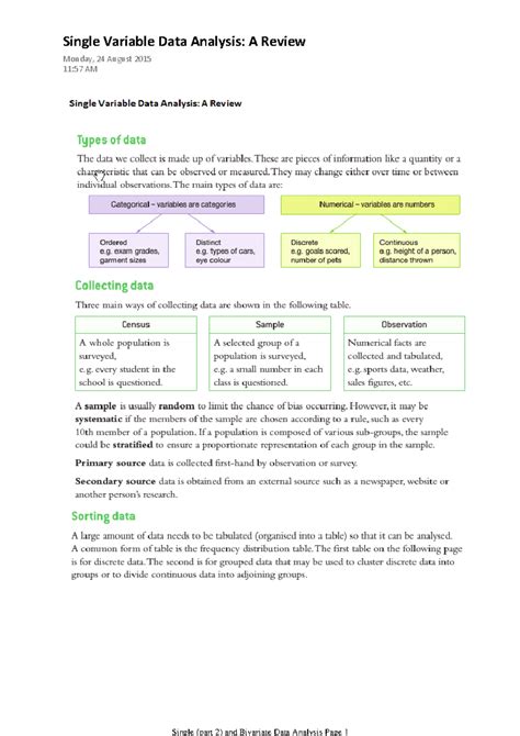 Single Part 2 And Bivariate Data Analysis Single Variable Data