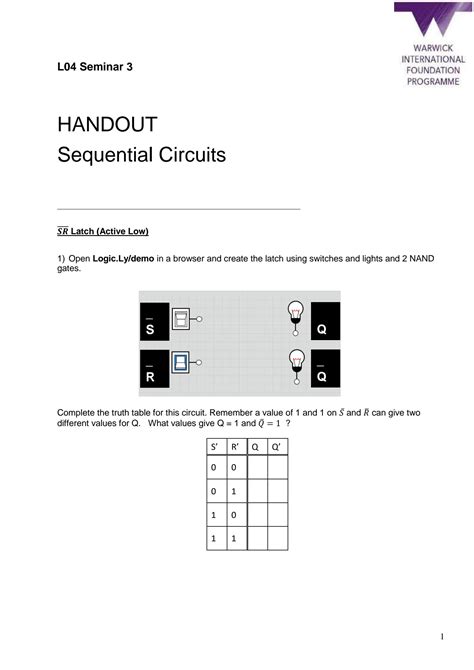 SOLUTION Sequential Circuit Worksheet Studypool