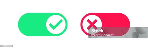 토글 아이콘 기호를 전환합니다 슬라이더 기호 활성 기호 비활성 아이콘 취소 확인 표시 단추 빨강 녹색 색상 벡터 기호입니다