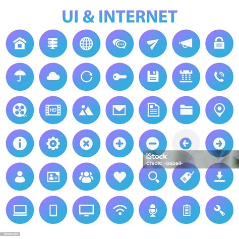 Big Ui And Internet Icon Set Trendy Flat Icons Collection Stock Illustration Download Image
