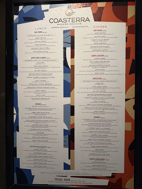 Menu At Coasterra Restaurant San Diego 880 Harbor Island Dr