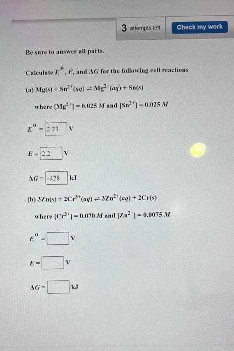 Solved Be Sure To Answer All Parts Calculate E0 E And G