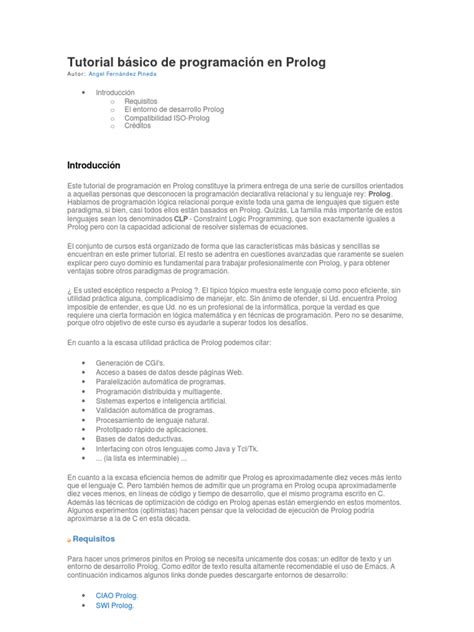 Tutorial Basico Prolog Pdf Lógica De Primer Orden Lenguaje De