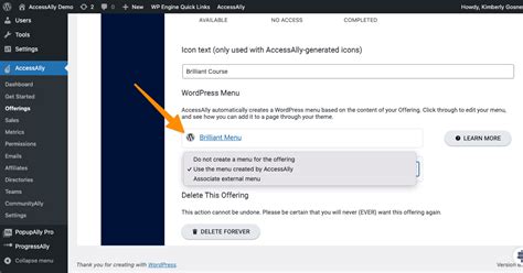 how to add a course menu on accessally kb accessally