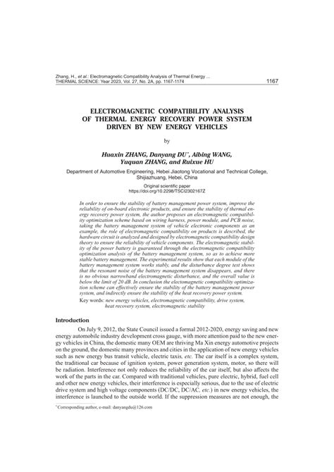 Pdf Electromagnetic Compatibility Analysis Of Thermal Energy Recovery Power System Driven By