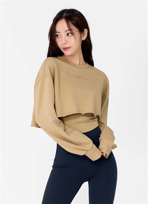 소프트 코튼 데일리 크롭 맨투맨 블랙