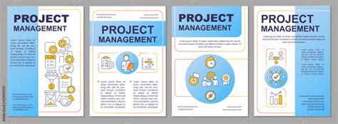 Project Management Blue Brochure Template Business Development Leaflet Design With Linear