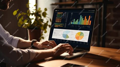 Premium Photo Businessman Works On Laptop Showing Business Analytics