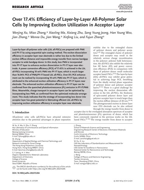 over 17 4 efficiency of layer‐by‐layer all‐polymer solar cells by