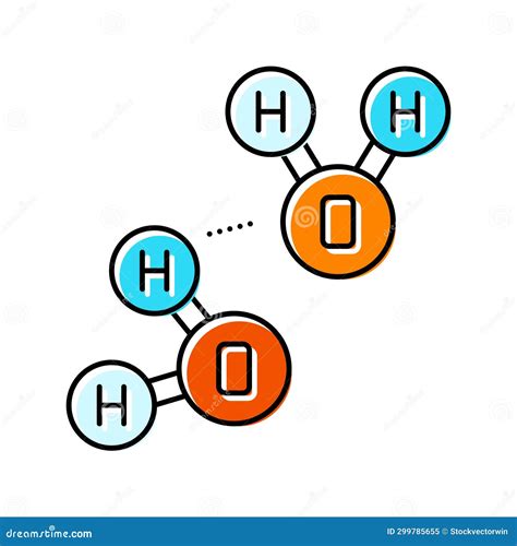 Hydrogen Bonding Biochemistry Color Icon Vector Illustration Stock