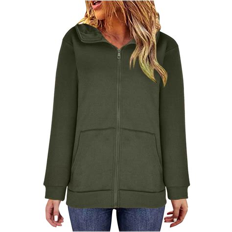 Besolor Womens Plus Size Zip Up Hoodies Coat Long Sleeve Hooded