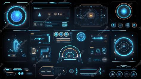 hud 스타일의 미래 지향적인 콜아웃 제목 게임 배경 디자인을 위한 hudgui 기술 배경 디지털 데이터 생성 ai 프리미엄 사진