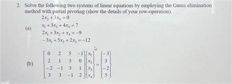 Solved 2 Solve The Following Two Systems Of Linear