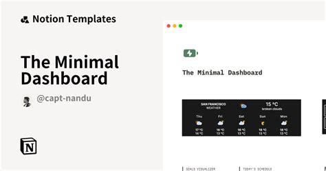 The Minimal Dashboard Template Notion Marketplace