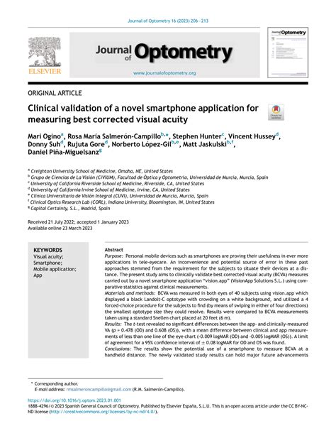 Pdf Clinical Validation Of A Novel Smartphone Application For Measuring Best Corrected Visual