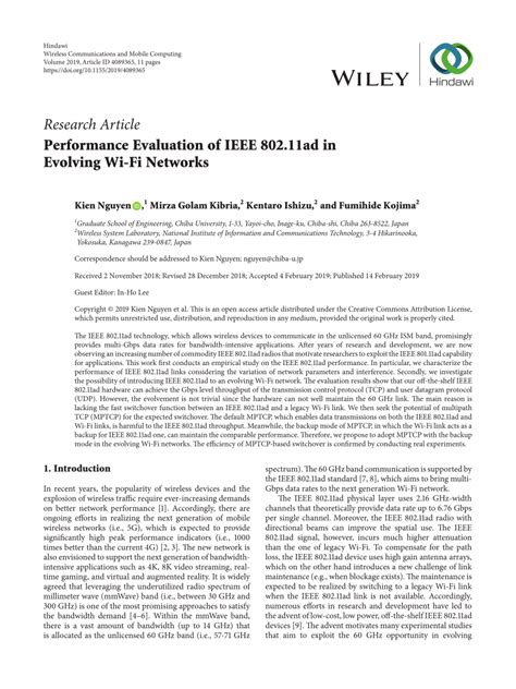 Pdf Performance Evaluation Of Ieee 802 11ad In Evolving Wi Fi Networks