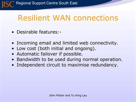 resilient wan connections using low cost xdsl circuits ppt