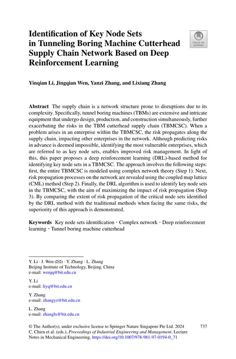 Pdf Identification Of Key Node Sets In Tunneling Boring Machine