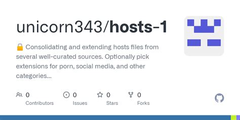 GitHub Unicorn343 Hosts 1 Consolidating And Extending Hosts Files From Several Well Curated