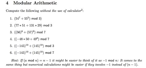 solved 4 modular arithmetic compute the following without