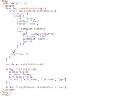 Having Trouble With Telerik Kendo Grid Datasource Read Function Auri