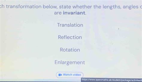 Solved Ch Transformation Below State Whether The Lengths Angles C Are Invariant Translation