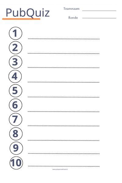 Free Pub Quiz Answer Sheet Download As Pdf Gratis Pubquiz Bekijk